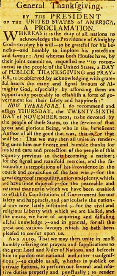 Anybody Know What President Did This: A general Thanksgiving.