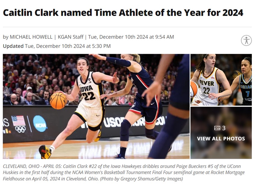 Caitlin Clark named Time Athlete of the Year for 2024: Caitlin Clark named Time Athlete of the ...