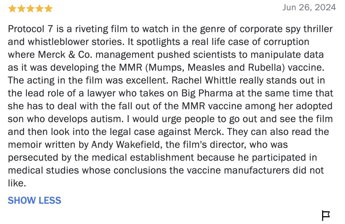 Protocol 7: The ratings from movie critics is 96% on Rotten Tomatoes ...