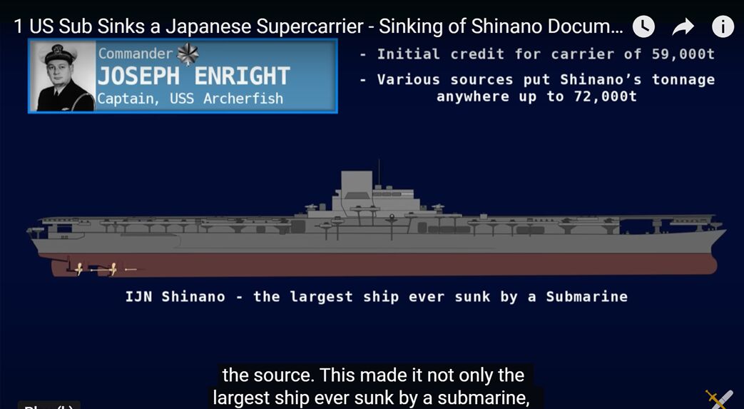 1 US Sub Sinks a Japanese Supercarrier - Sinking of Shinano Documentary ...