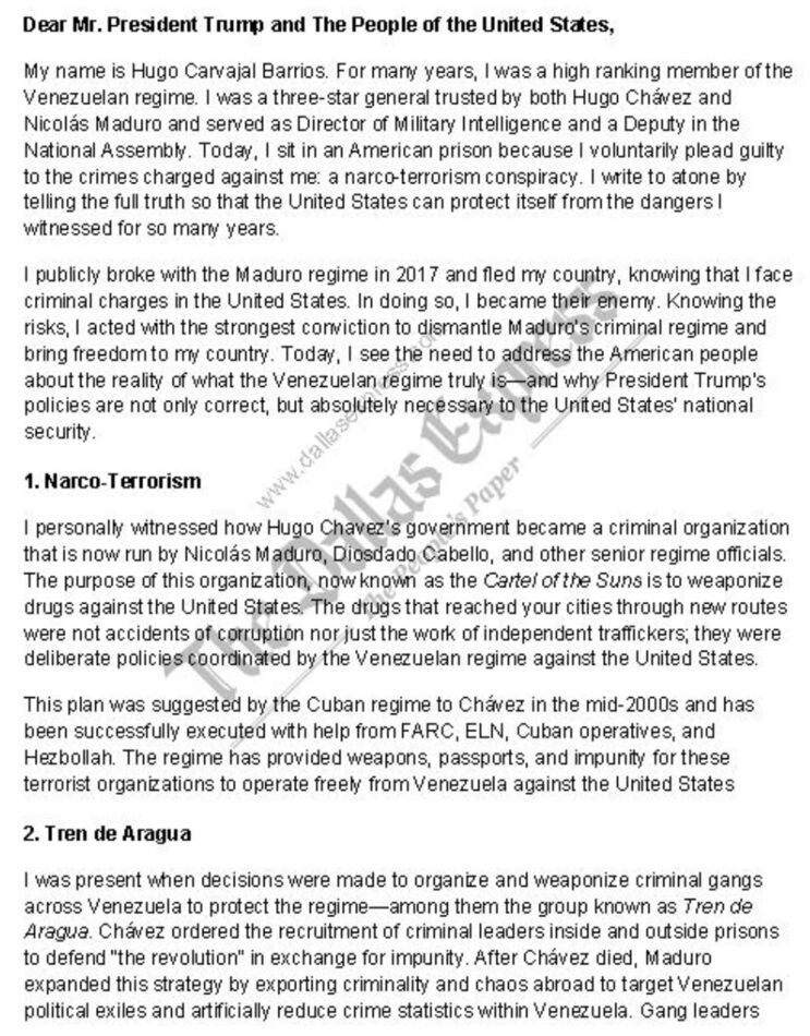 Former Maduro Spy Chief’s Letter To Trump Seeks To Expose Narco ...