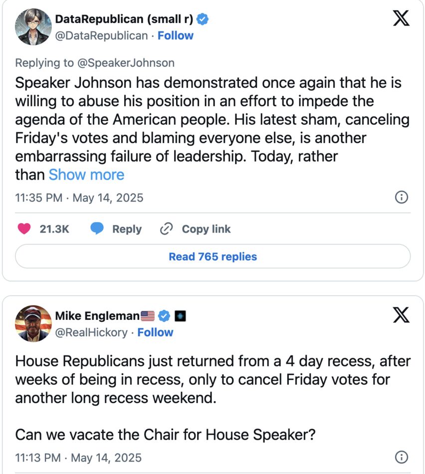 Comments on Mike Johnson CANCELLING Friday Votes! House Speaker Mike ...