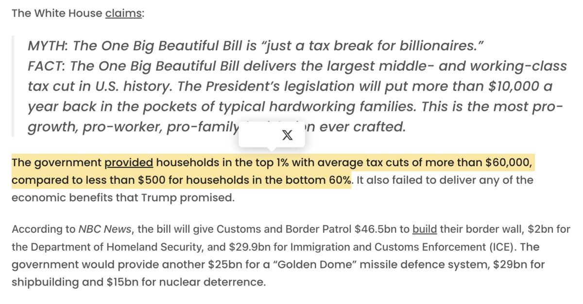 On the Subject of the Big, Beautiful Bill: MY COMMENT: There are a ...