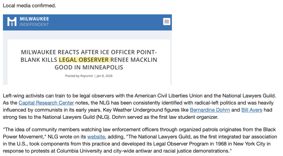 Main Stream Media's Latest "Talking Point" -LEGAL OBSERVER! "It didn't ...