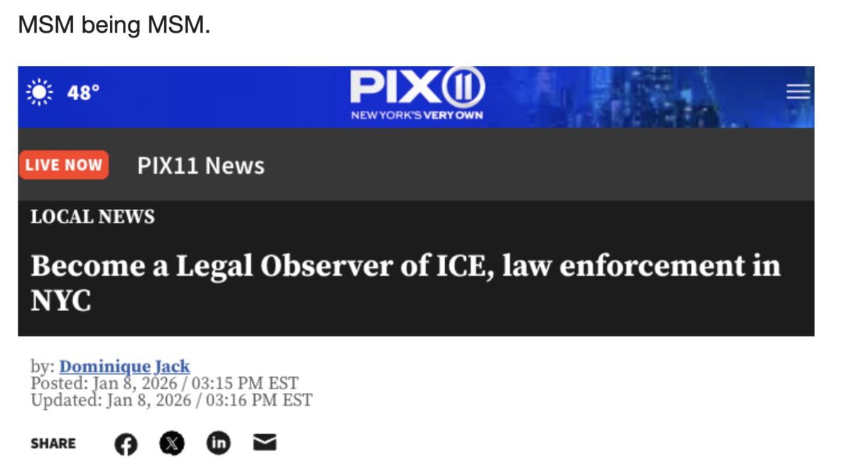 Main Stream Media's Latest "Talking Point" -LEGAL OBSERVER! "It didn't ...